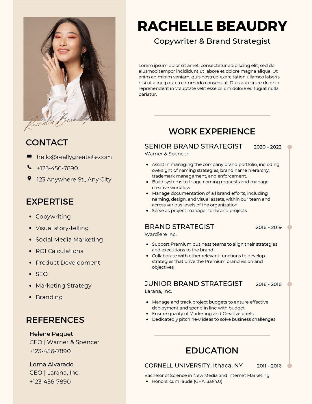Simplistic Beautiful Resume Template Etsy Simplistic Beautiful Resume Template Etsy