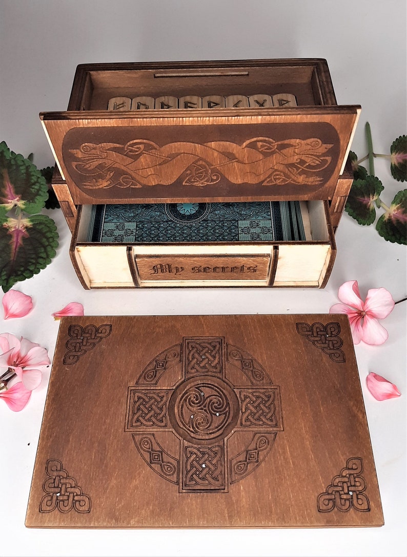 Box for Runes Celtic Cross With Secret Lock and Hidden - Etsy