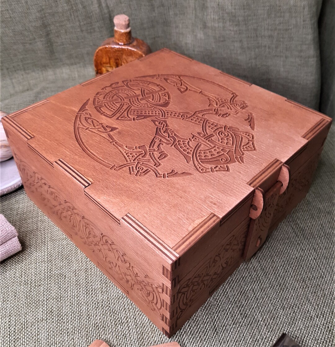 Viking Box With Celtic Skull. Box With Hidden Compartments. - Etsy