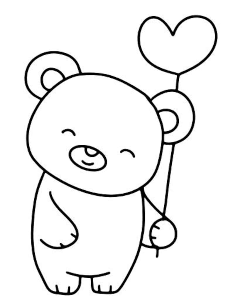 Valentines Day Animal Heart Coloring Pages for Kids and Adults - Etsy