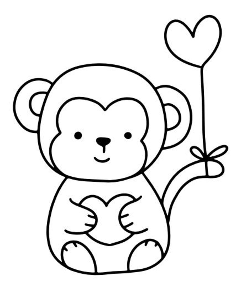 Valentines Day Animal Heart Coloring Pages for Kids and Adults - Etsy