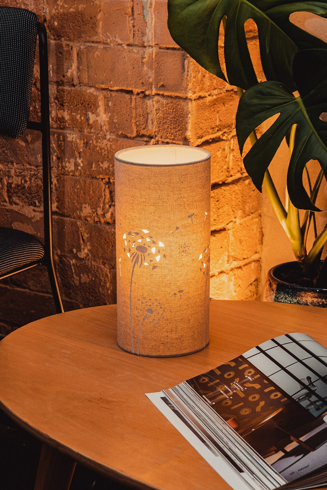 Linen Fabric Table Lamp With a Dandelions Design Nature-themed Night ...