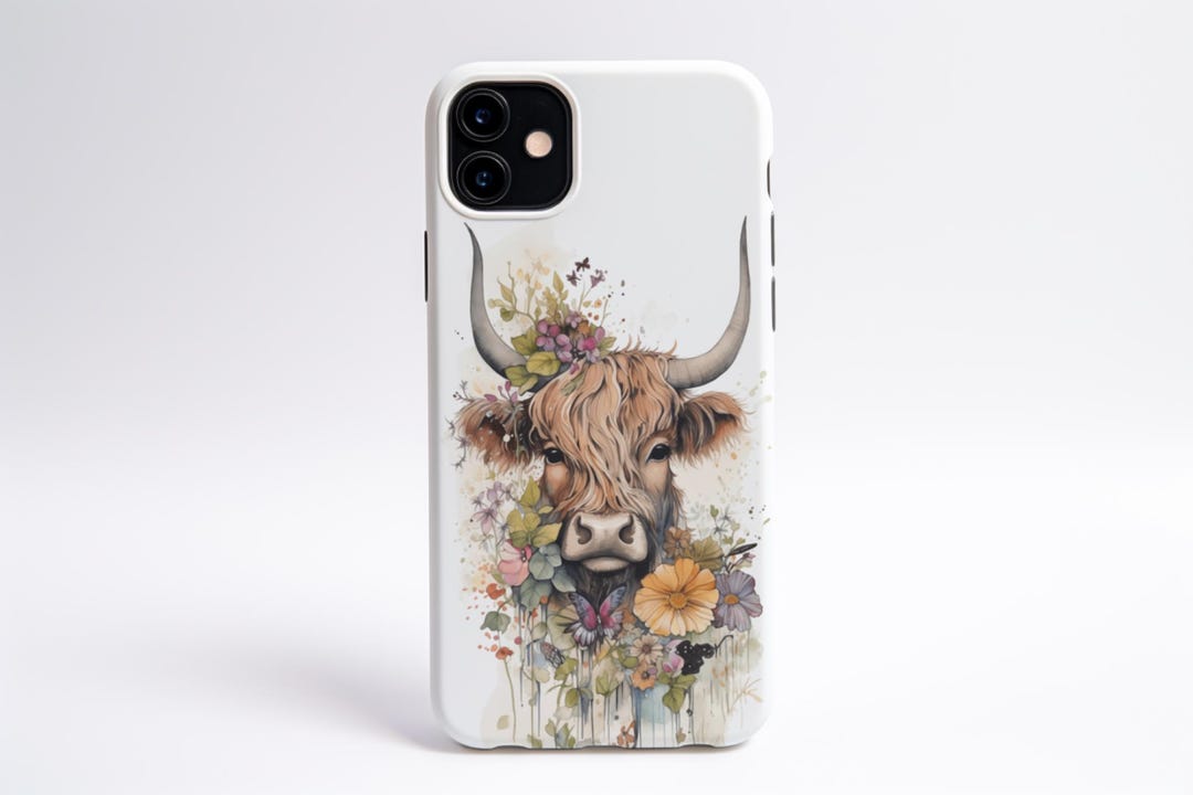 Highland Cow and Sunflower Cell Phone Case, Phone Case for iPhone and ...