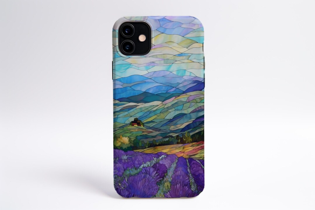 Lavender Fields Stained Glass Inspired Phone Case, iPhone Case, Samsung ...