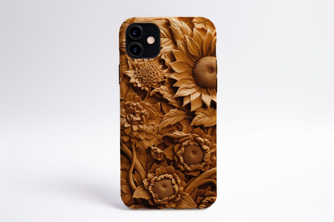 Sunflower Wood Carving Phone Case | Tough Glossy Case for iPhone and ...