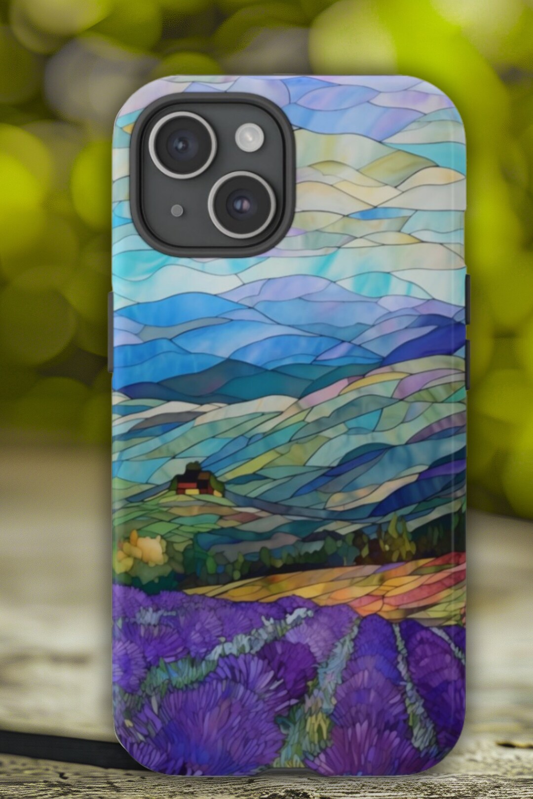 Lavender Fields Stained Glass Inspired Phone Case, iPhone Case, Samsung ...