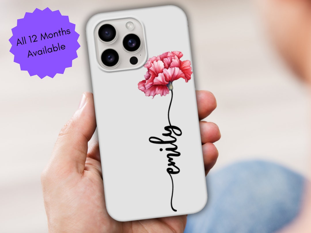 Personalized Birth Flower Name Phone Case, Custom Phone Case ...