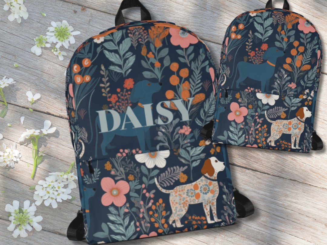 Personalized Backpack, Custom Boho Floral Dog Backpack, Kids Backpack ...