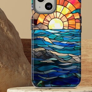 Sun Over Ocean Stained Glass Inspired Phone Case, iPhone Case, Samsung ...