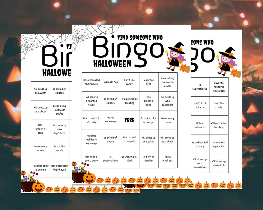 Find Someone Who Bingo, Halloween Bingo, Classmates Bingo, Childrens ...
