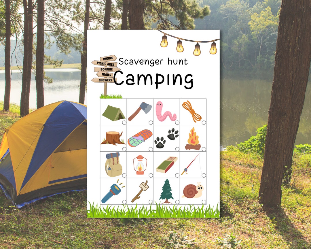 Camping Scavenger Hunt, Nature Bingo, Outdoor Treasure Hunt, Scavenger ...