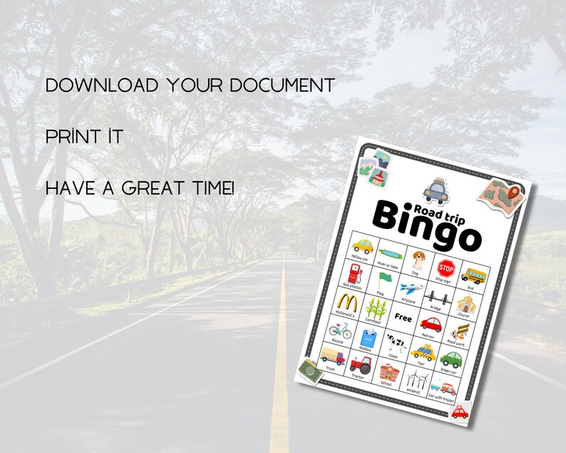 Road Trip Bingo, Car Bingo, Printable Car Game, Travel Bingo, Car ...