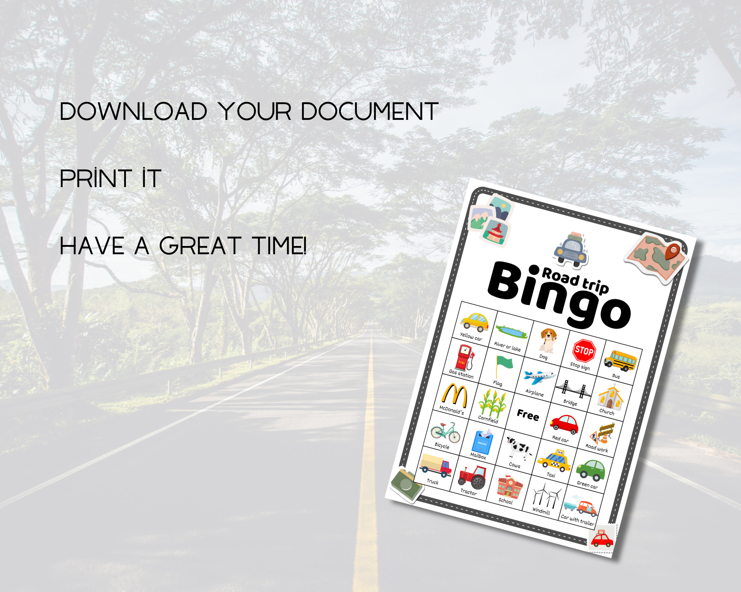 Road Trip Bingo, Car Bingo, Printable Car Game, Travel Bingo, Car ...