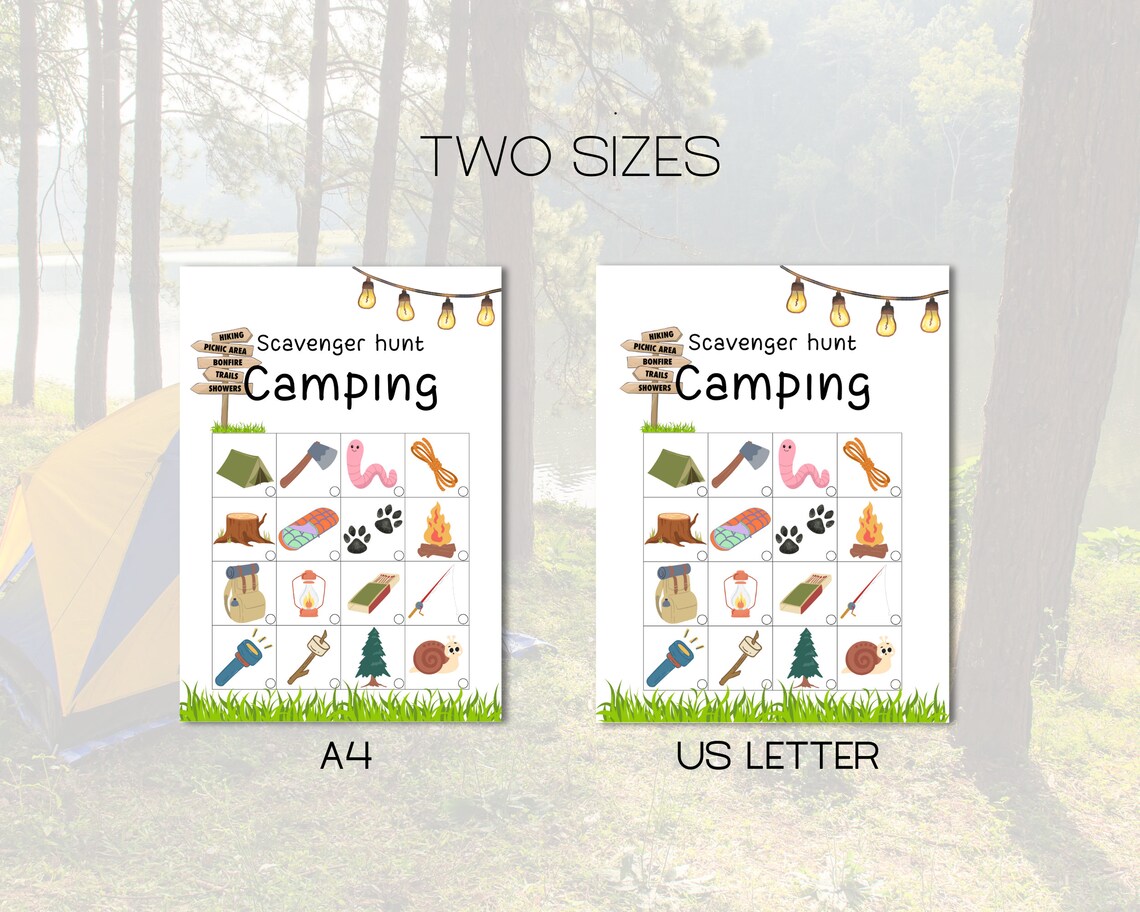 Camping Scavenger Hunt, Nature Bingo, Outdoor Treasure Hunt, Scavenger ...