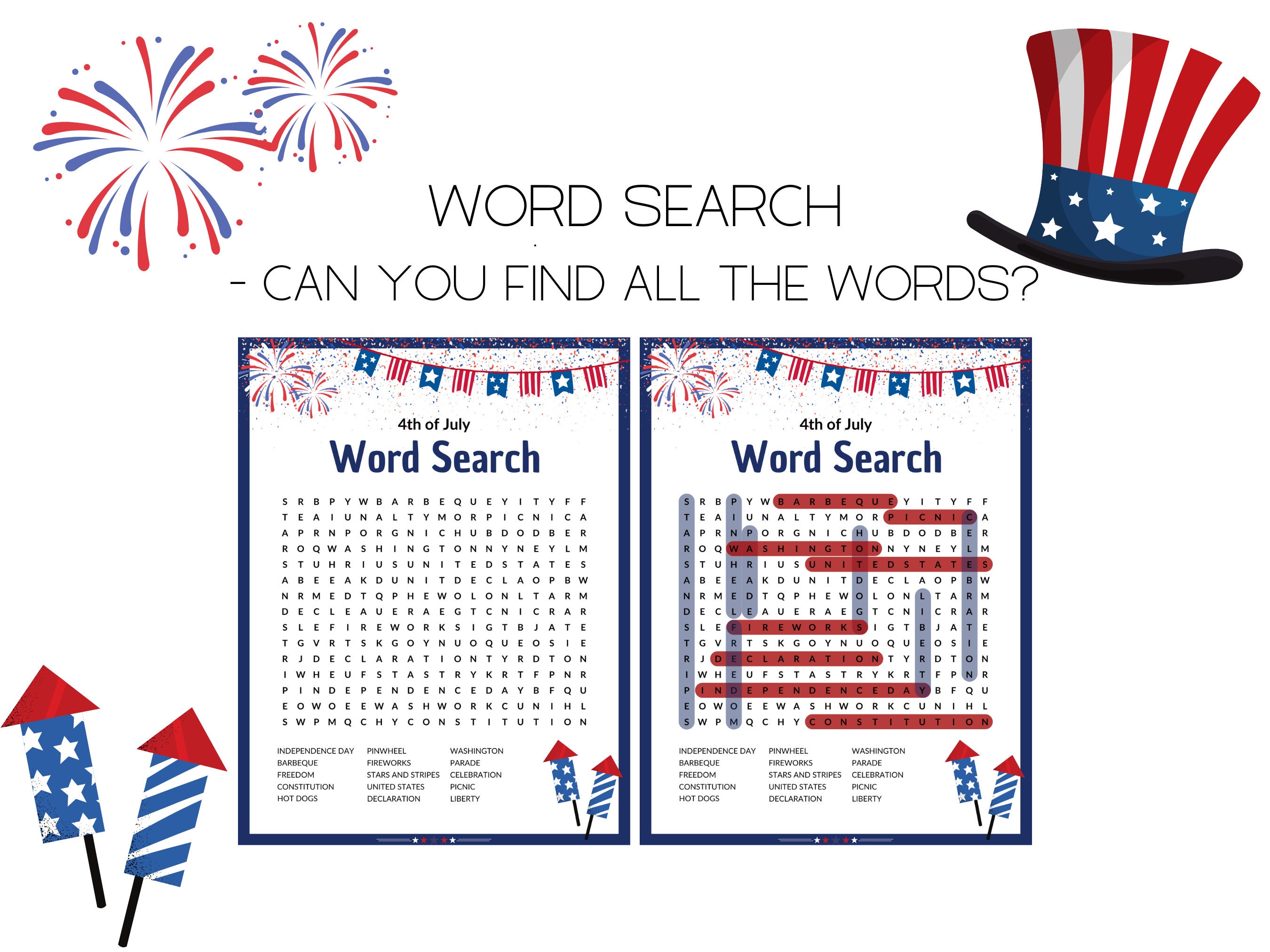 Bundle - Fourth of July Printable Game, 4th of July Game, Independence ...
