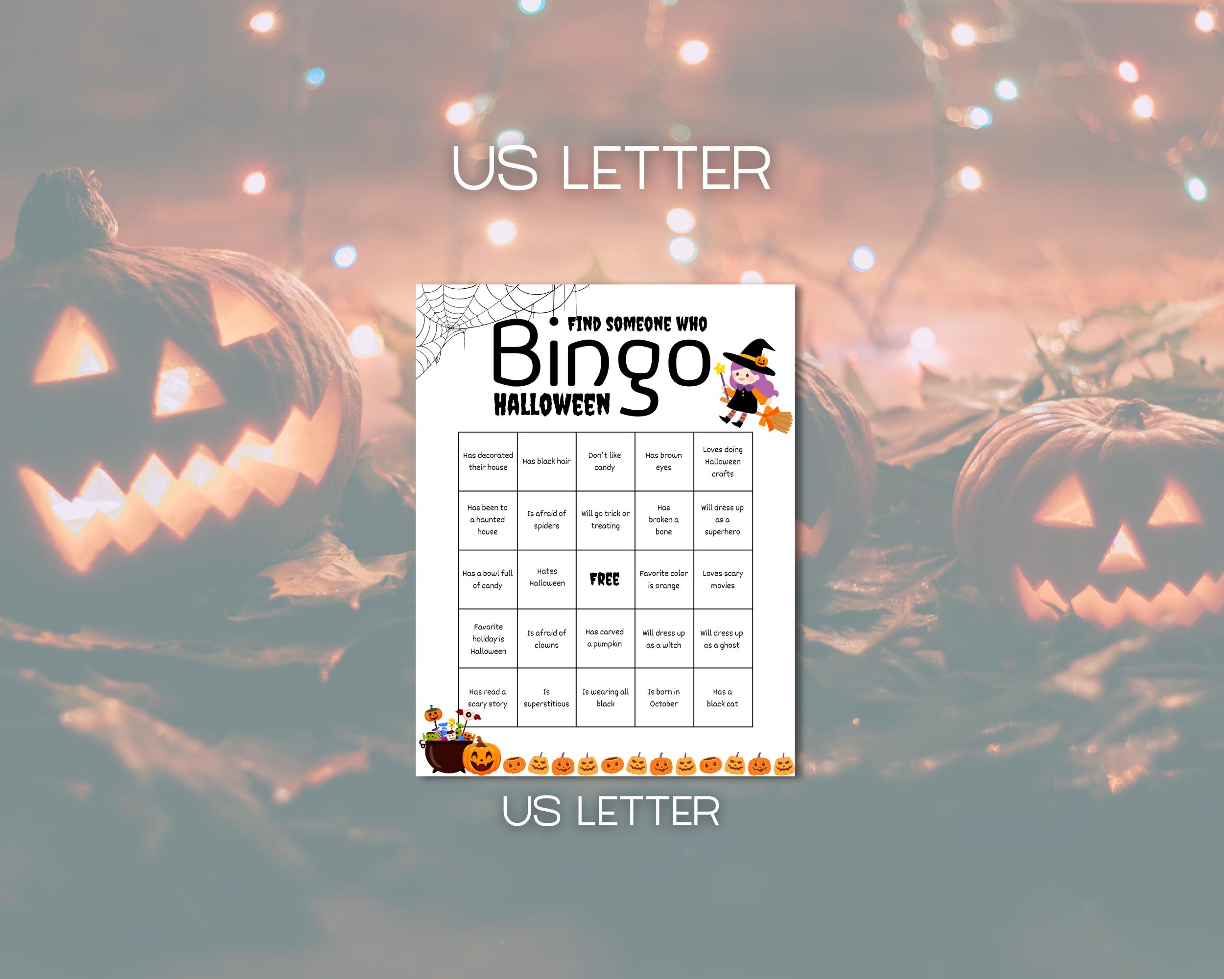 Halloween Party Bingo Game, Find Someone Who, Class Activity (digital ...
