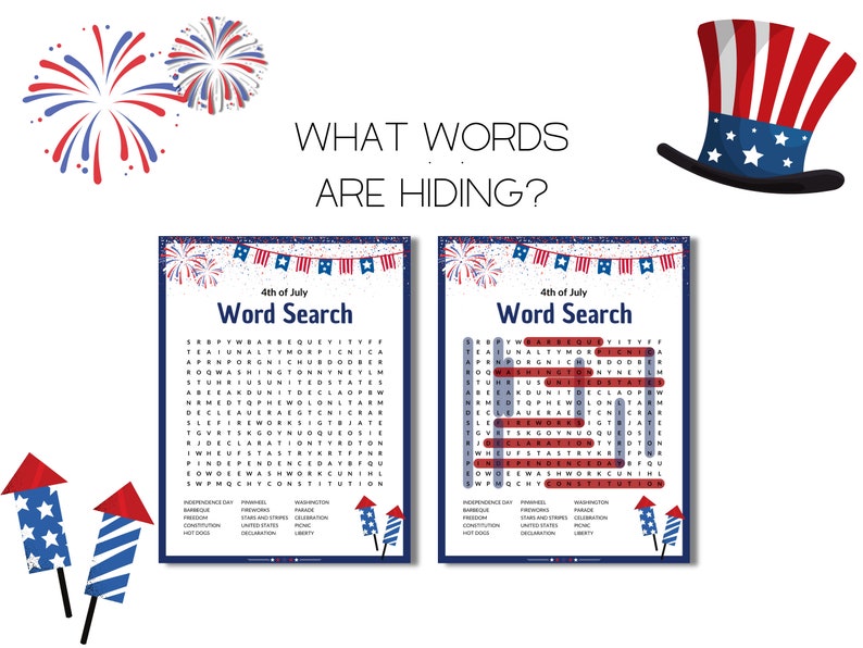 Fourth of July Word Search Printable Game, 4th of July Game ...
