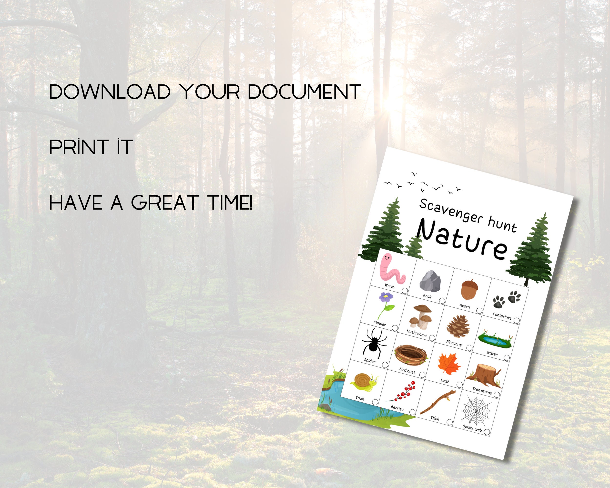 Nature Scavenger Hunt, Nature Bingo, Outdoor Treasure Hunt, Scavenger ...