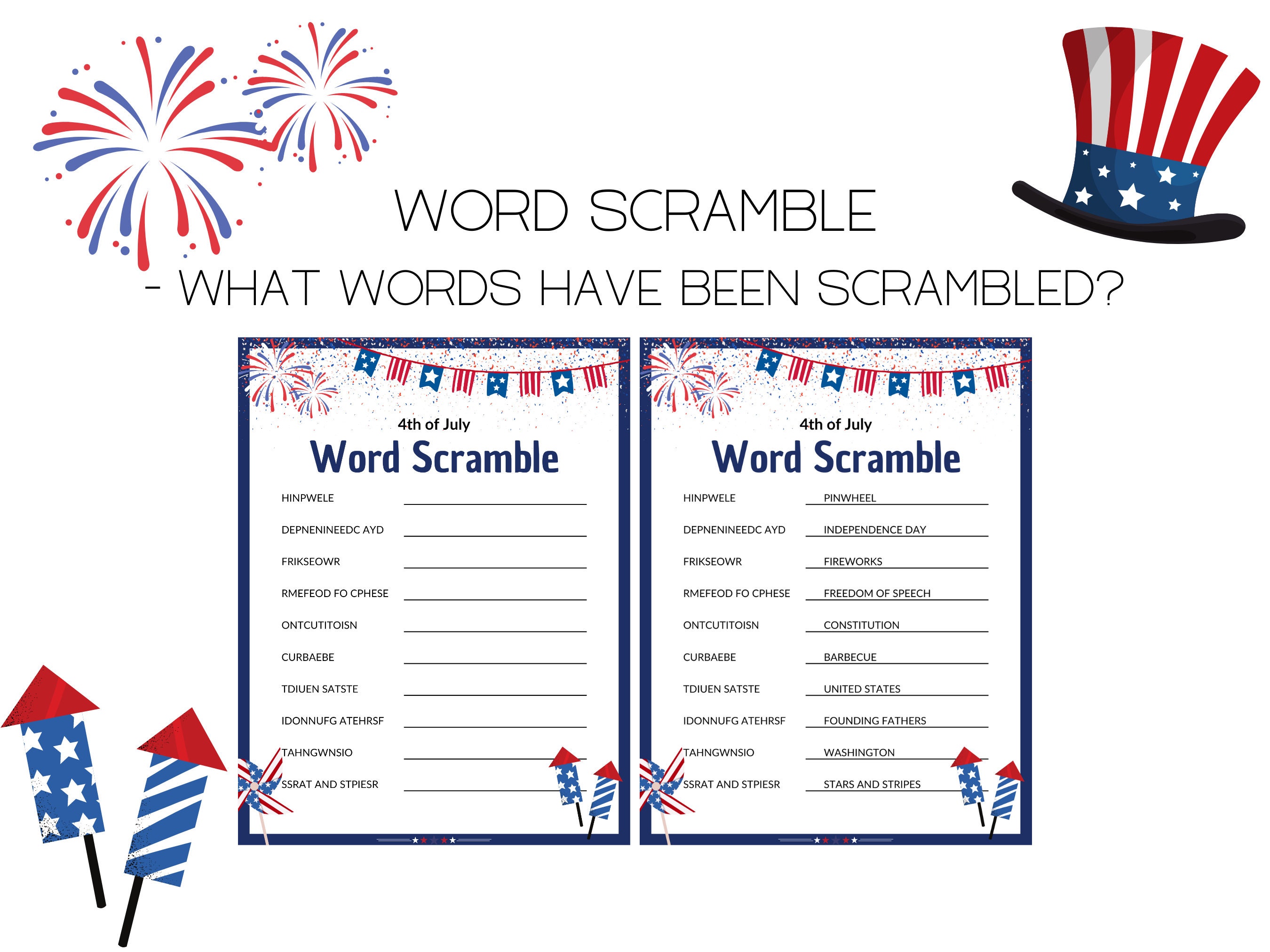 Bundle - Fourth of July Printable Game, 4th of July Game, Independence ...