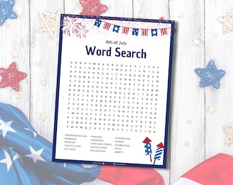 Printable 4th of July Word Search Game, Independence Day Games ...
