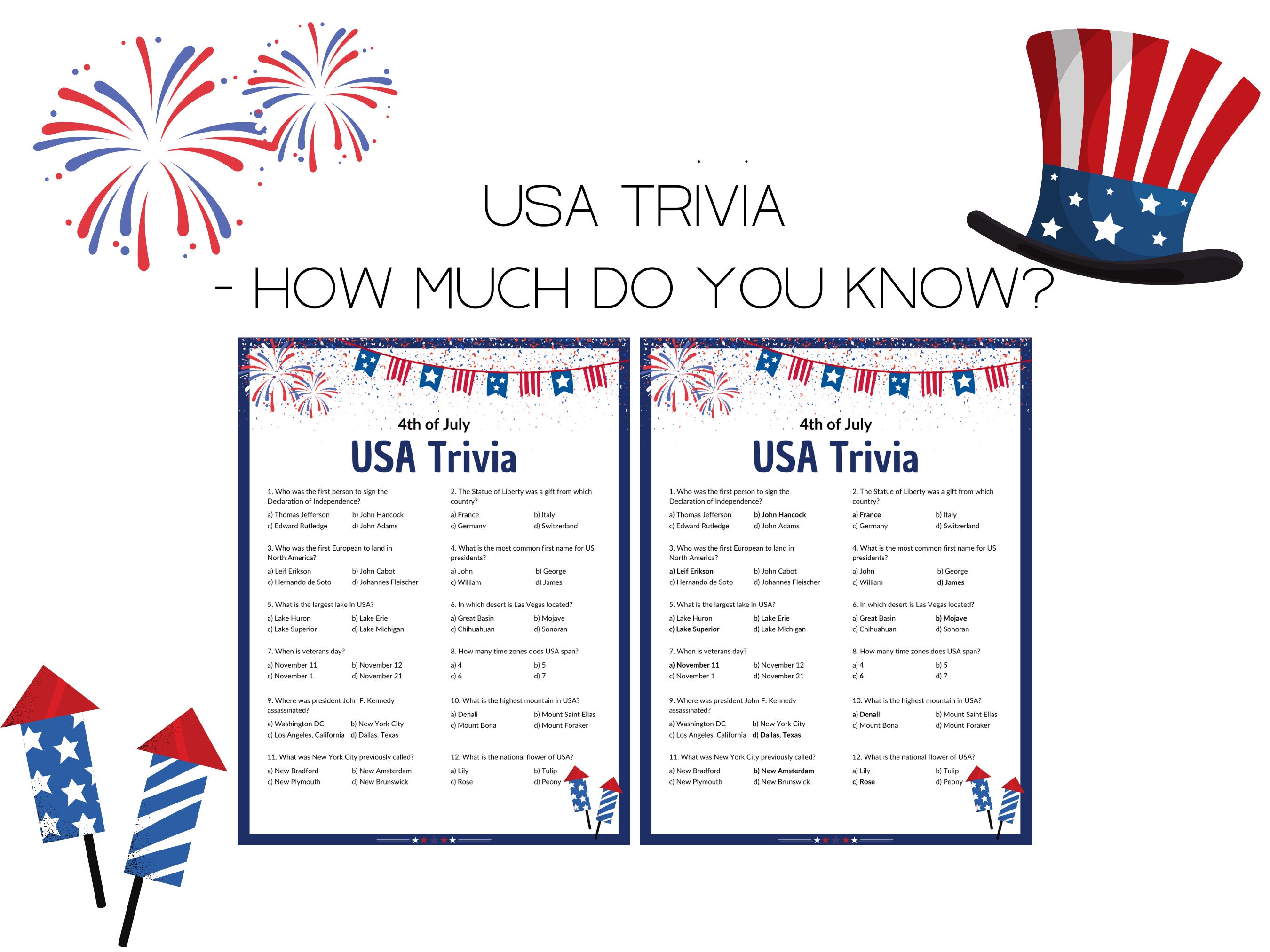 Bundle - Fourth of July Printable Game, 4th of July Game, Independence ...