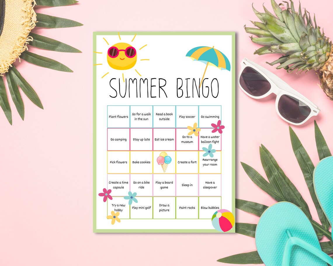 Summer Activity Bingo Printable, Kids Summer Bucket List (A4 & US ...