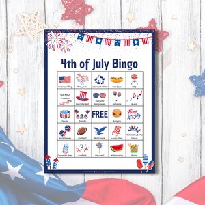 4th of July Bingo, 4th of July Game, Independence Day, Patriotic Game ...