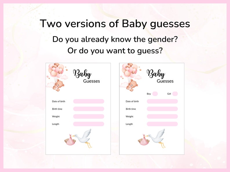Baby Shower Games Printable Girl Pink | Instant Download | Baby Shower ...