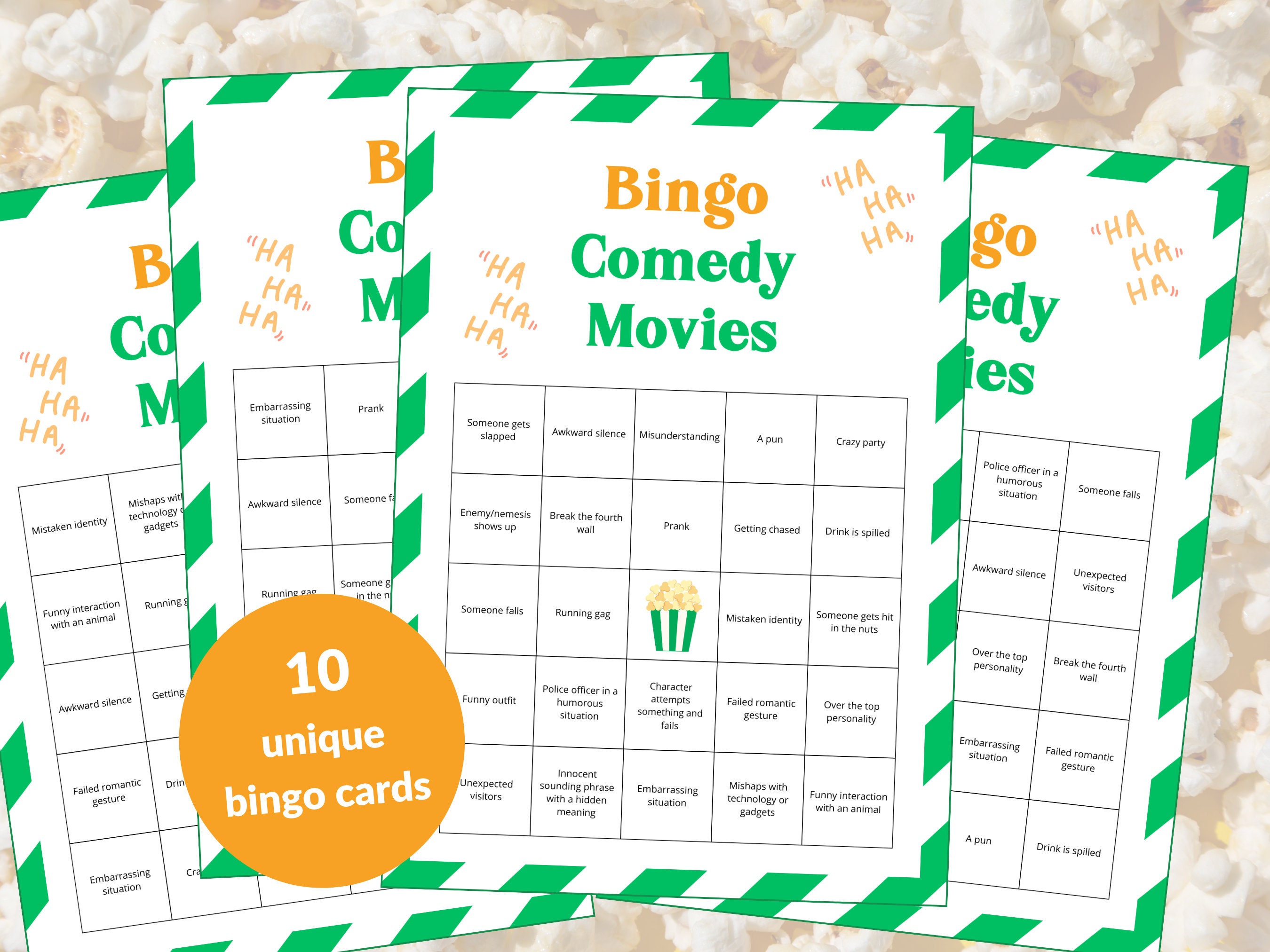 Movie Bingo Comedy Movies, Family Game for Movie Comedies, Movie Game ...