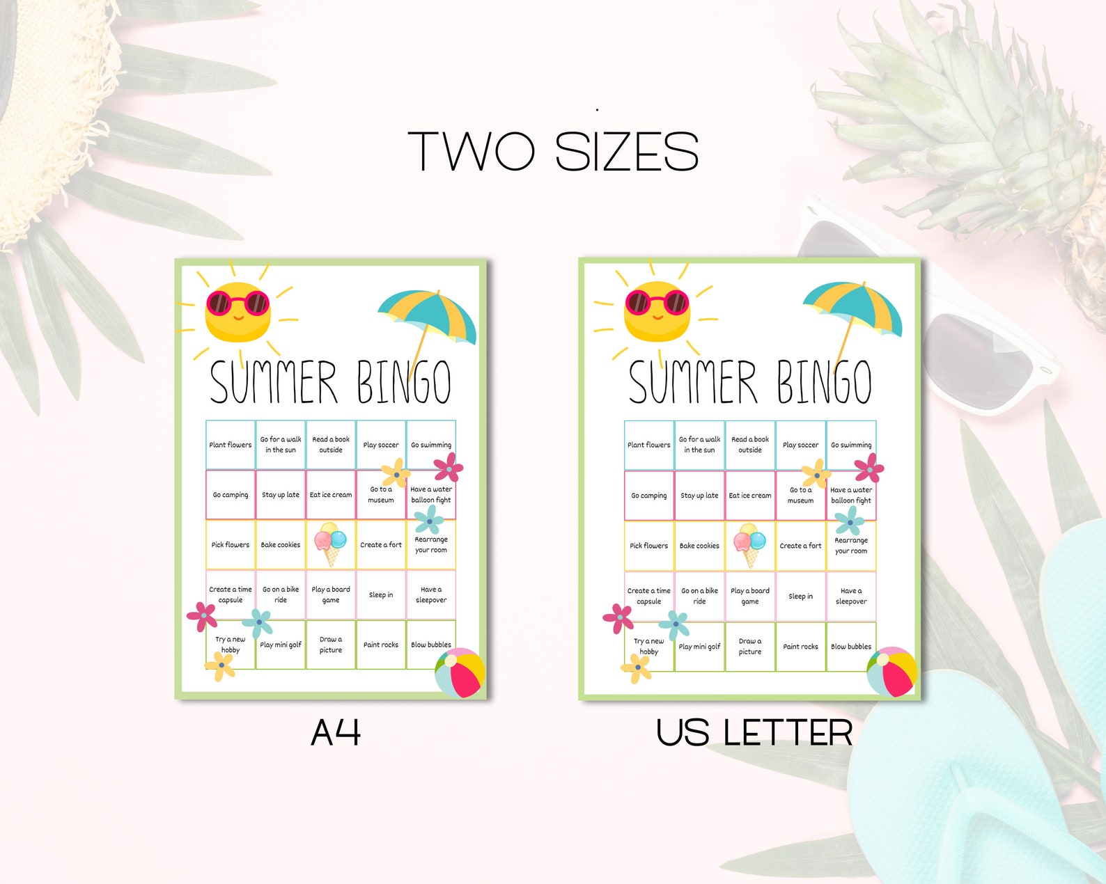 Summer Activity Bingo Printable, Summer Bucket List, Summer Activity ...