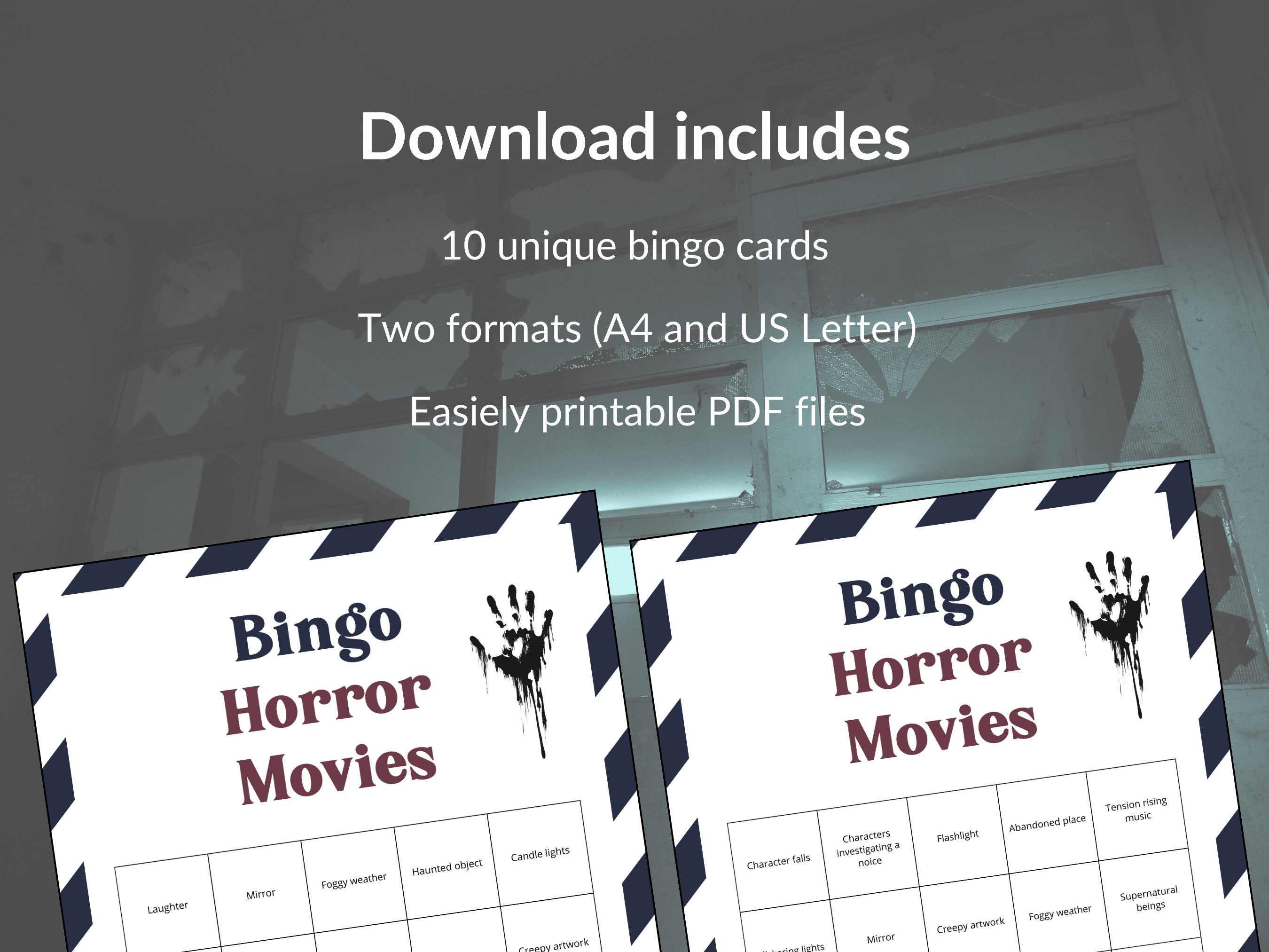 Movie Bingo Horror Movies, Scary Movies Bingo, Halloween Bingo - Etsy