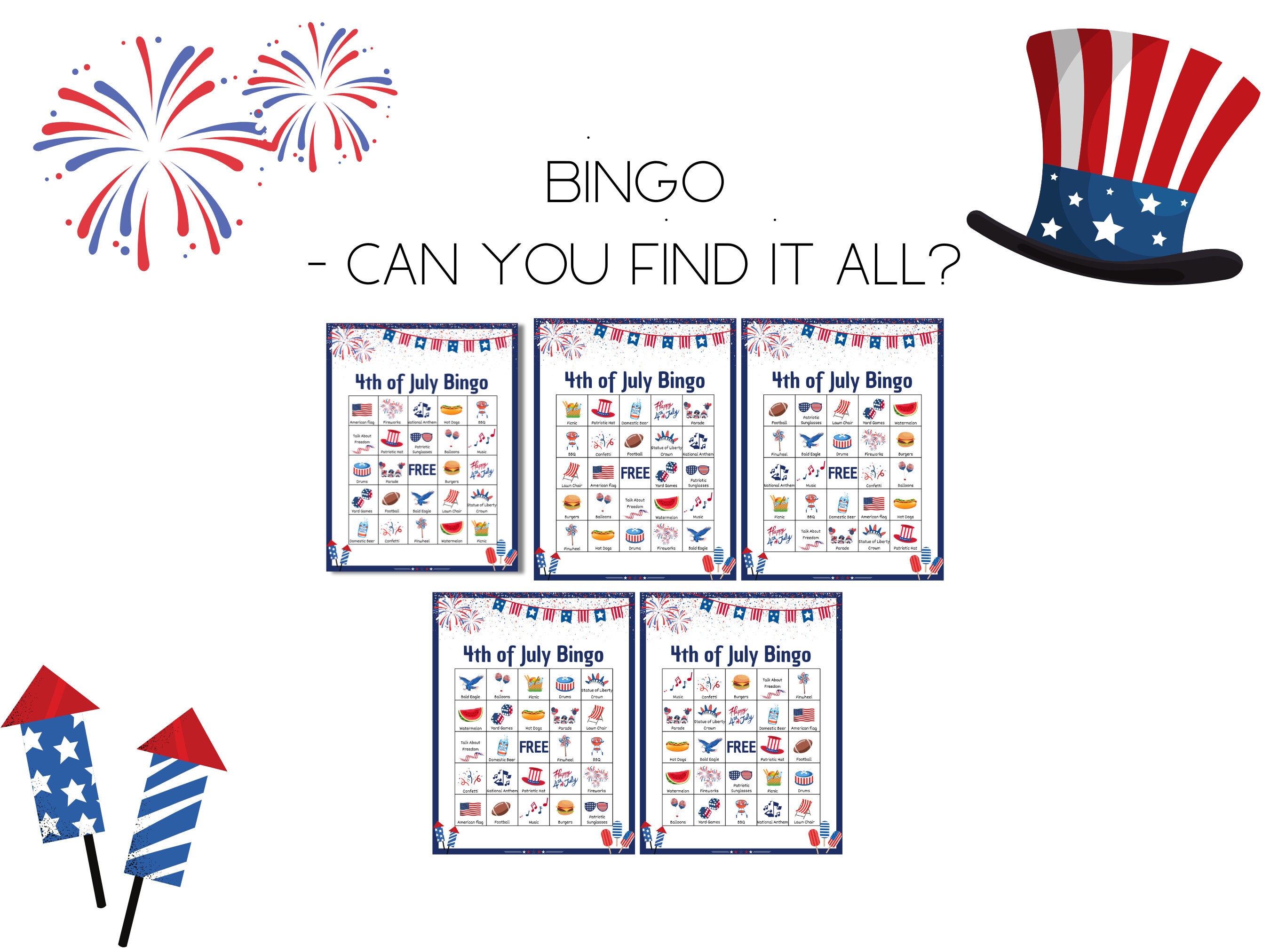 Bundle - Fourth of July Printable Game, 4th of July Game, Independence ...