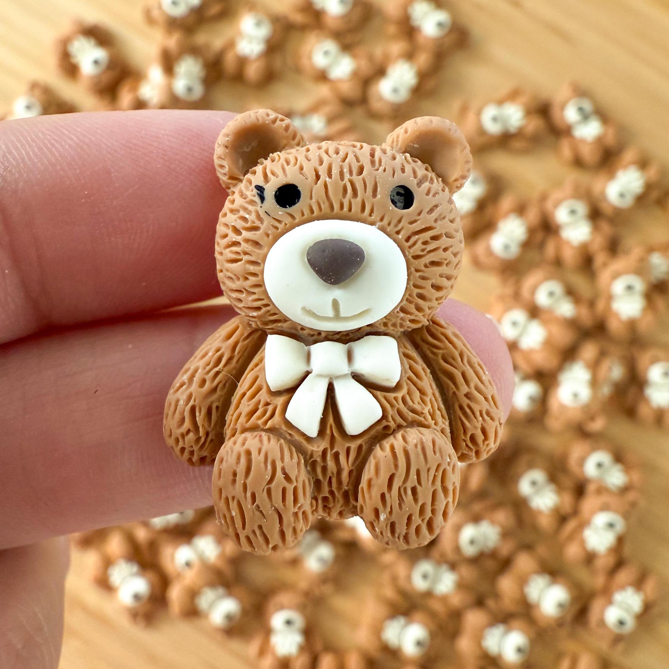 Teddy Bear Cabochons, Resin Bear Flat Back , Choose Light or Dark Brown ...