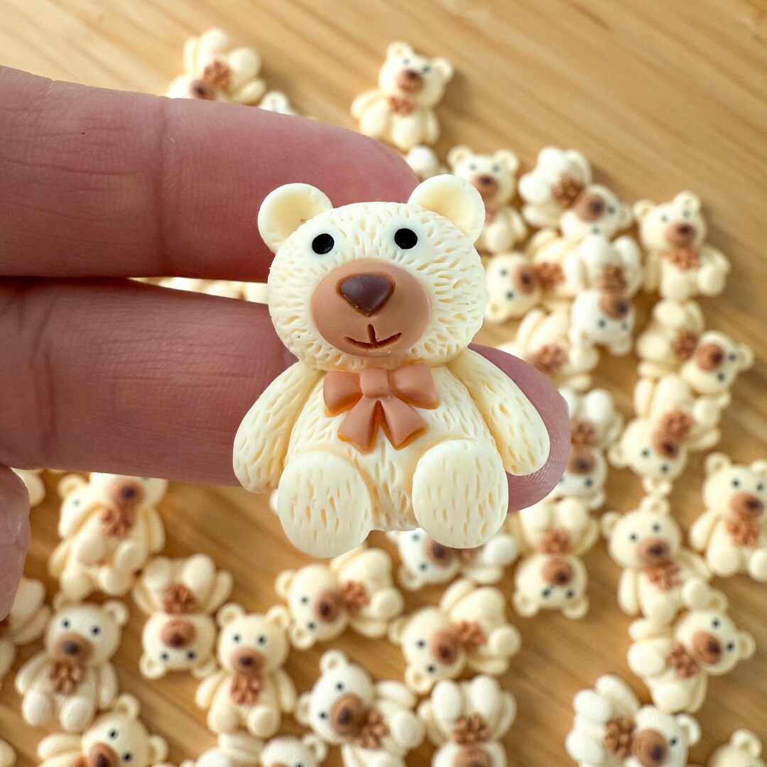Teddy Bear Cabochons, Resin Bear Flat Back , Choose Light or Dark Brown ...