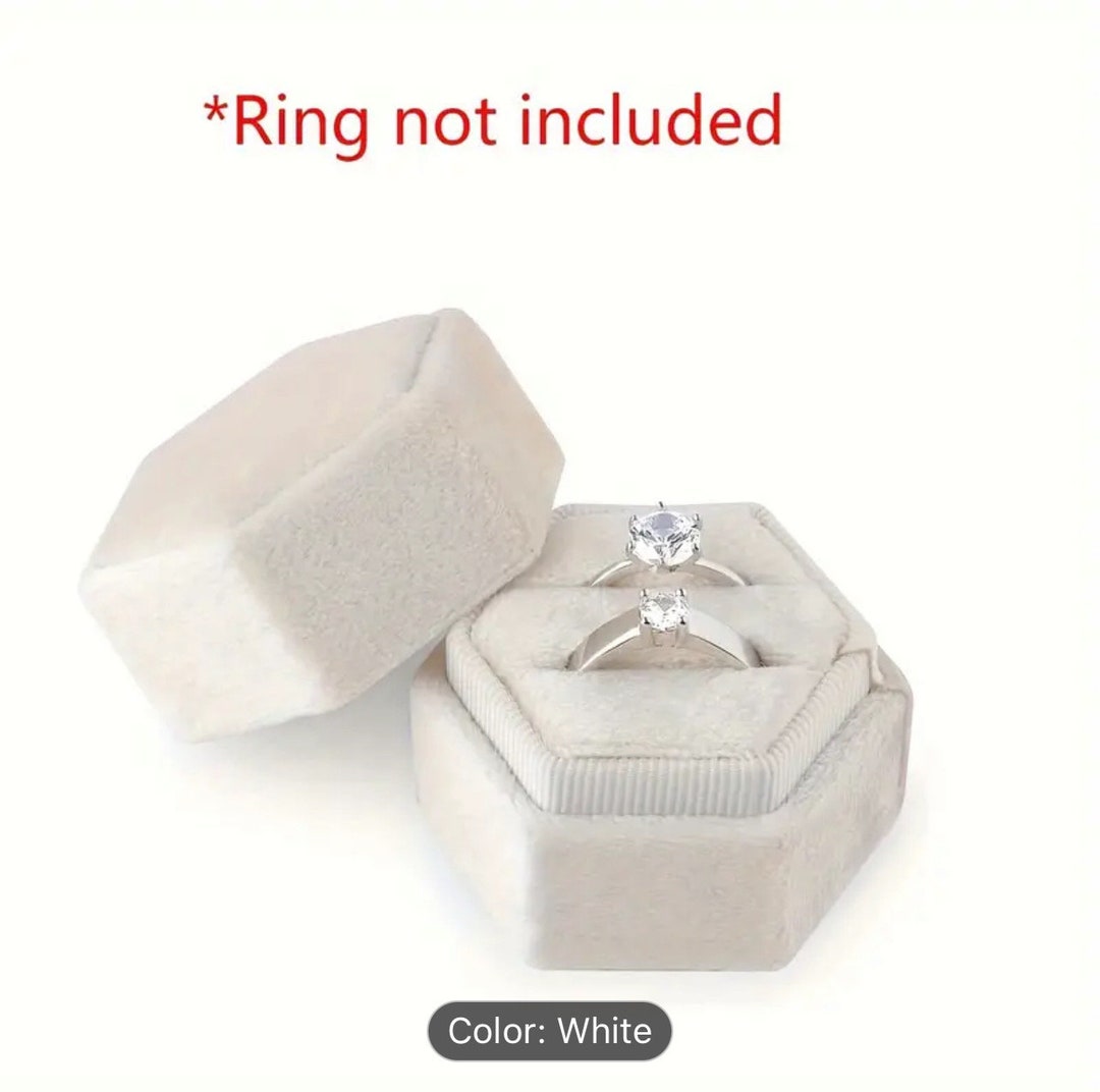 Hexagon Velvet Ring Box Premium Gorgeous Vintage Double Ring Display ...