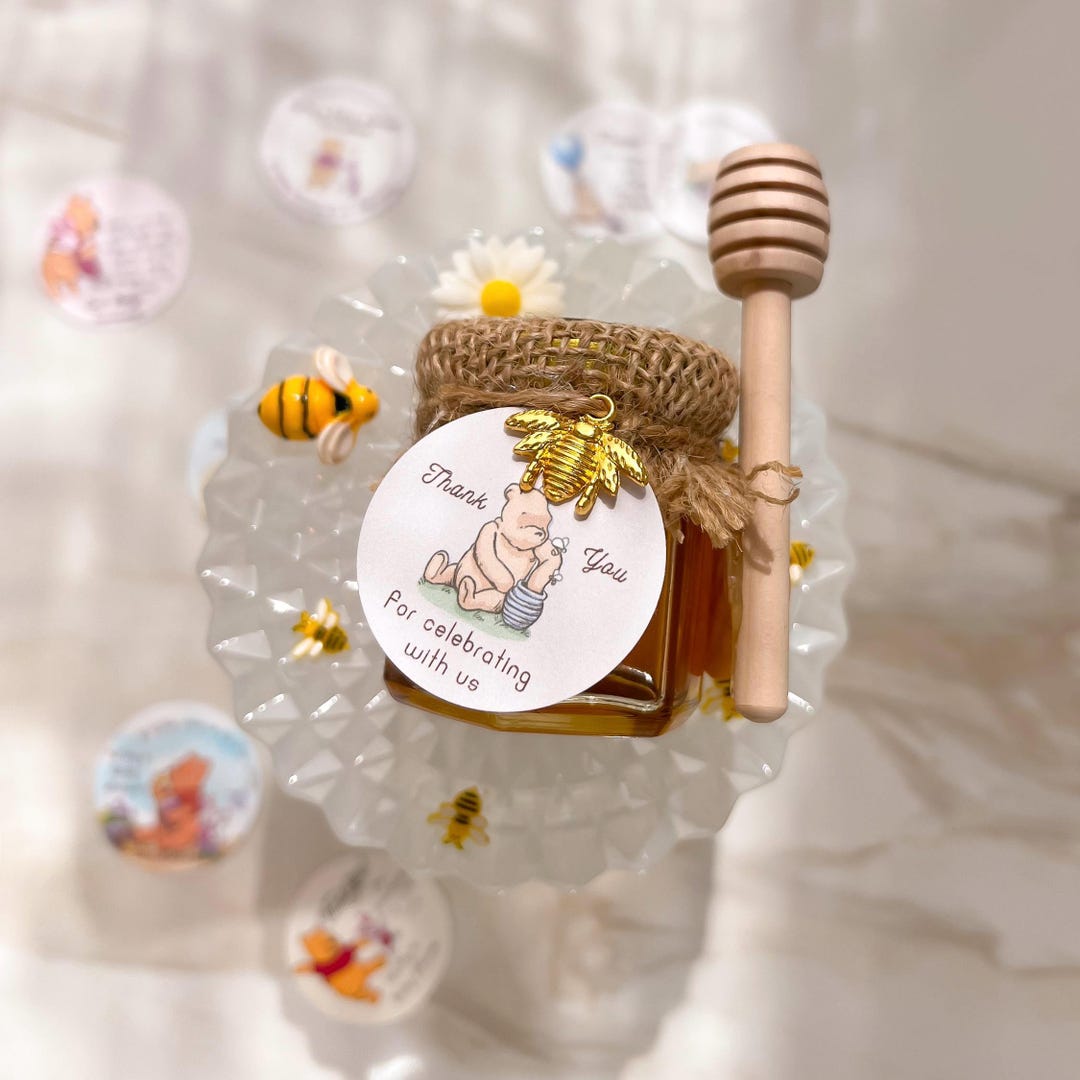 10 Honey Jars Classic Winnie the Pooh Baby Shower, Pooh Bear Baby Shower Favors, Mini Honey Jar ...
