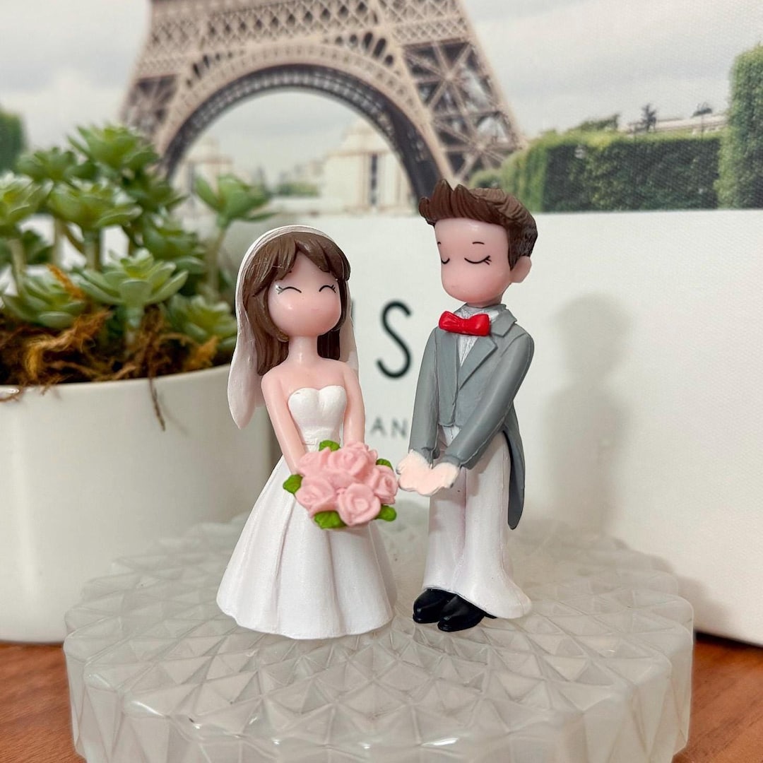 2 Pcs Cute Bride and Groom Wedding Figurine | Cute Wedding Couple ...