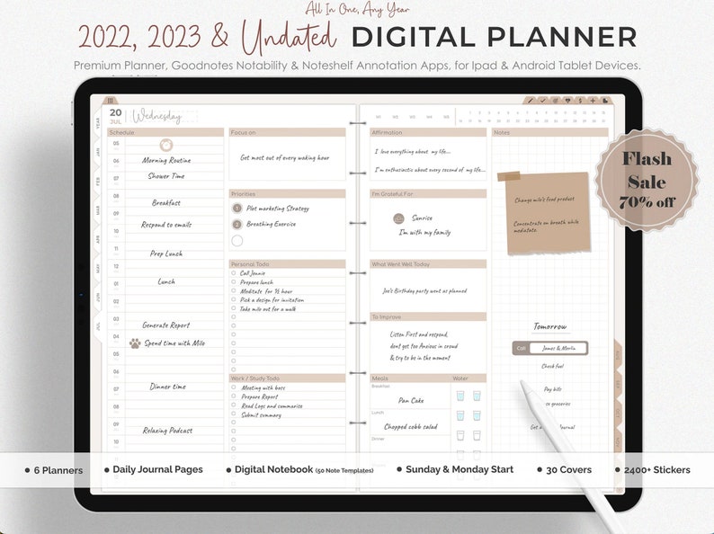 Aesthetic Digital Planner 2022 & 2023, Wellness Planner, iPad Planner ...