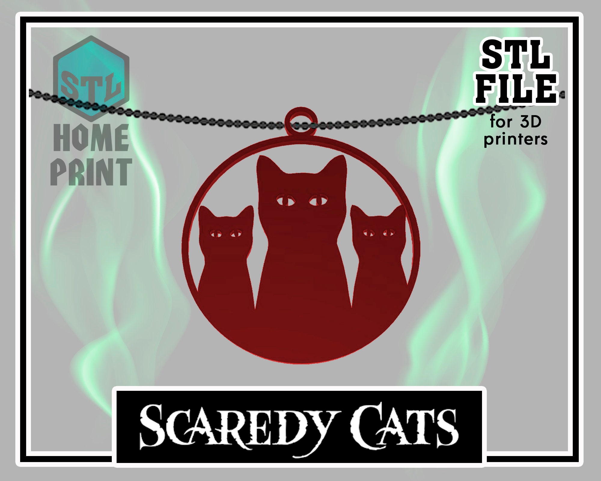 SCAREDY 3 CATS Tv Show Halloween Pendant Necklace Digital Download STL ...