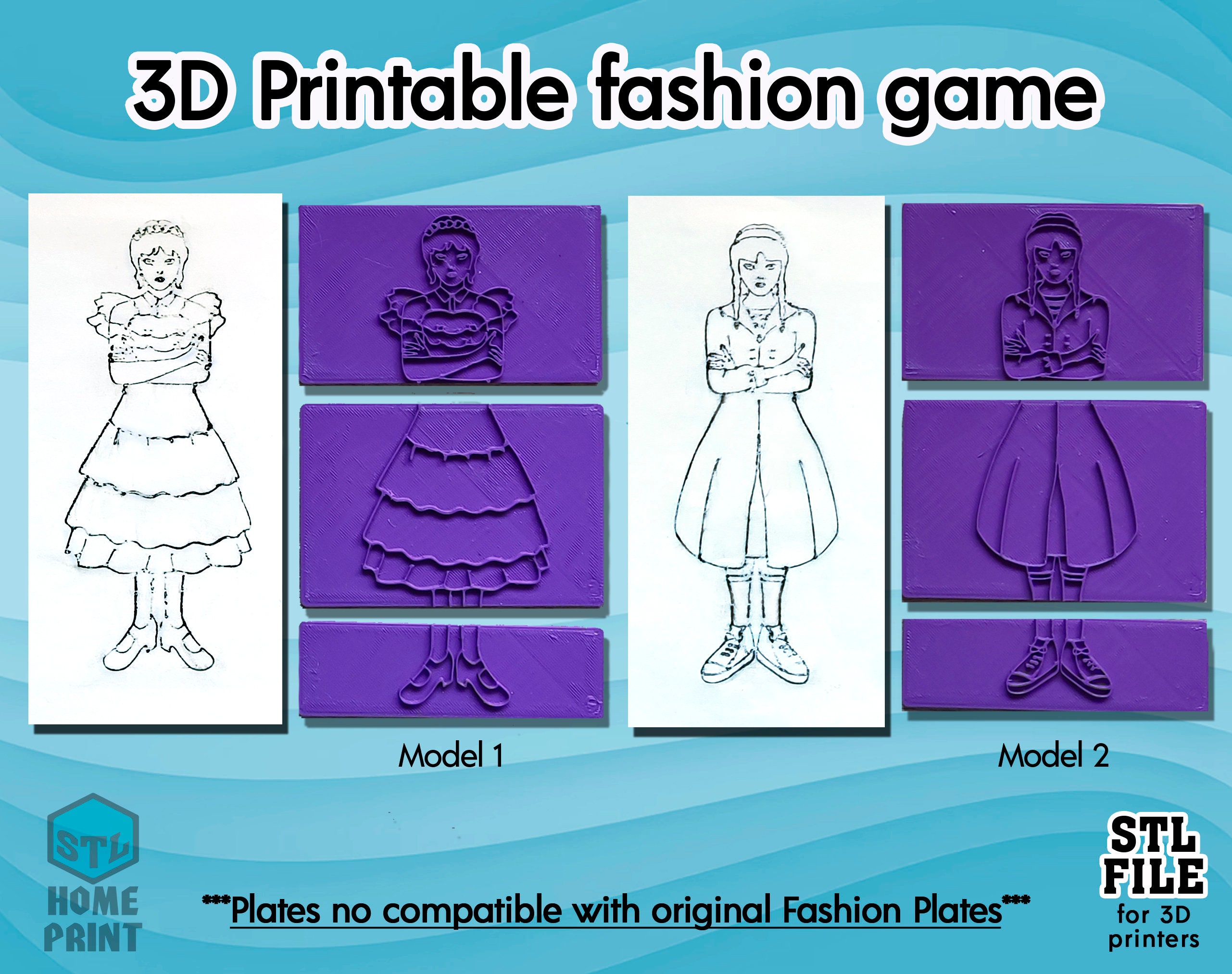 3D PRINT GAME - Fashion Plates Wednesday Addams - STL File - Print at ...