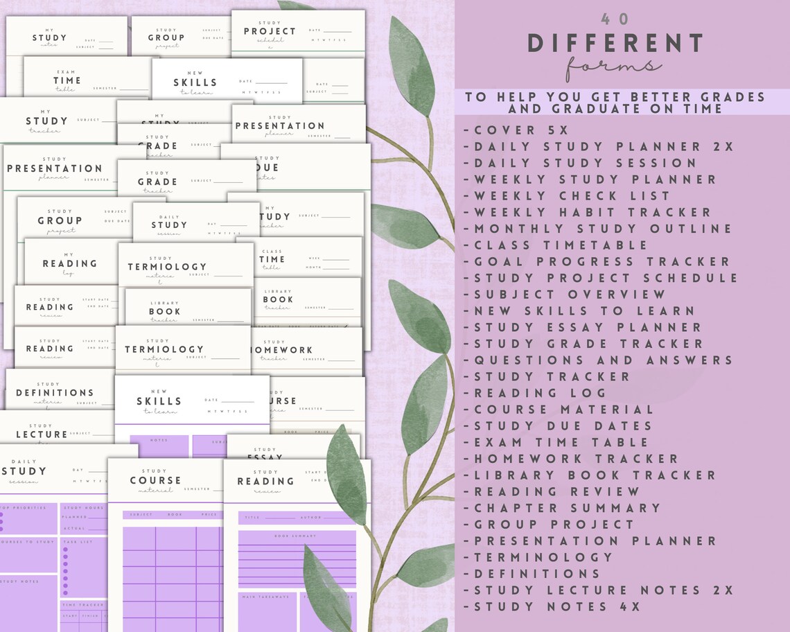 Ultimate Study Planner | 40+ Pages | College Planner | University ...
