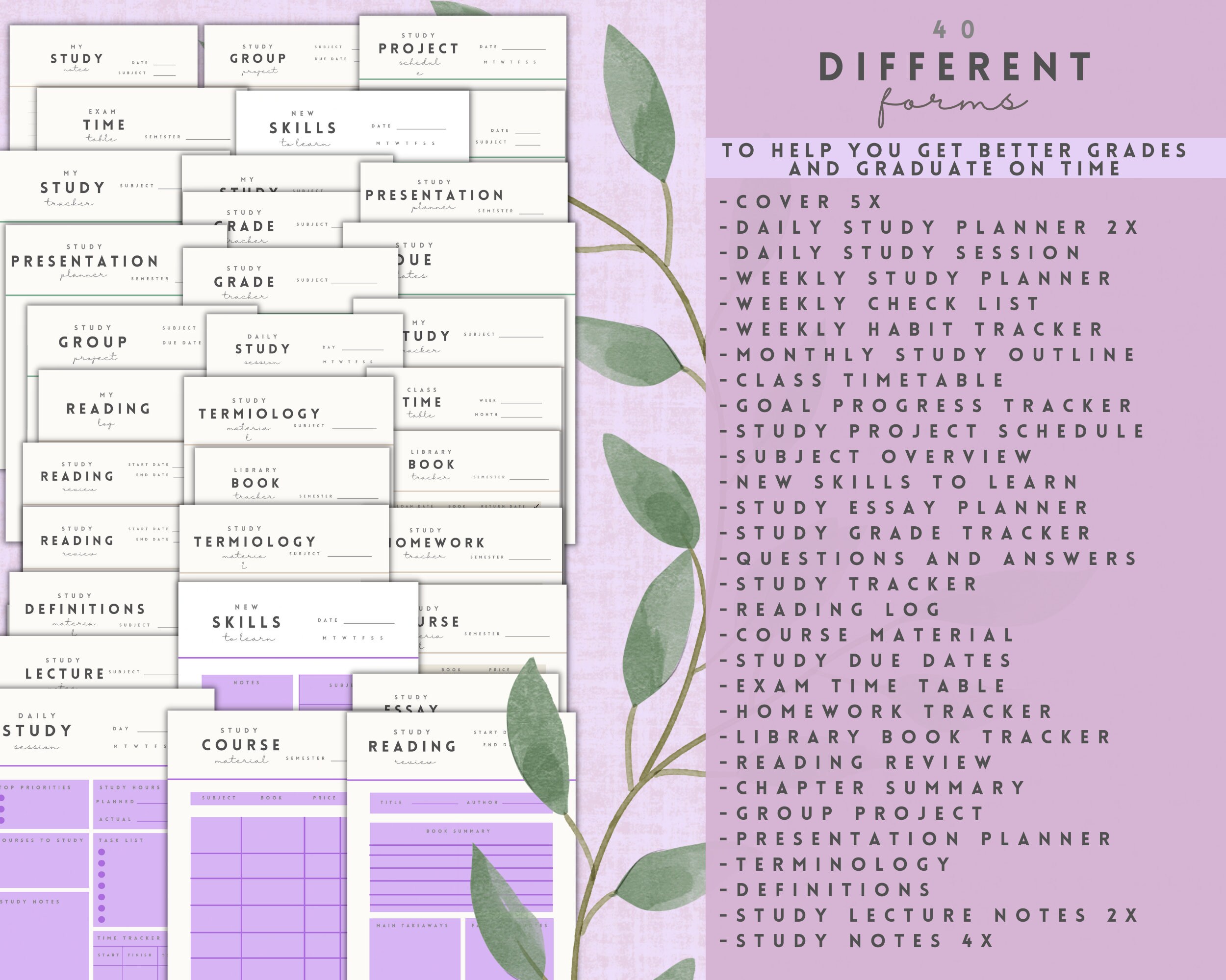 Ultimate Study Planner | 40+ Pages | College Planner | University ...