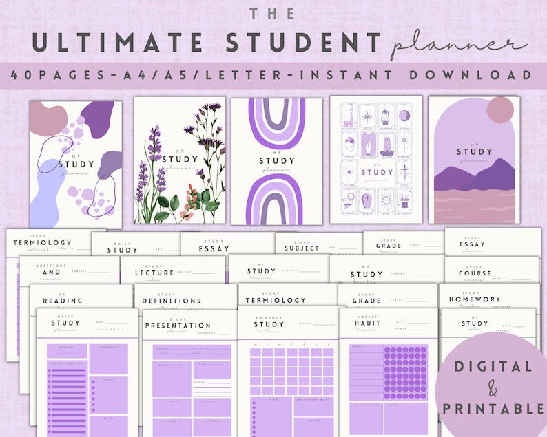 Ultimate Study Planner | 40+ Pages | College Planner | University ...