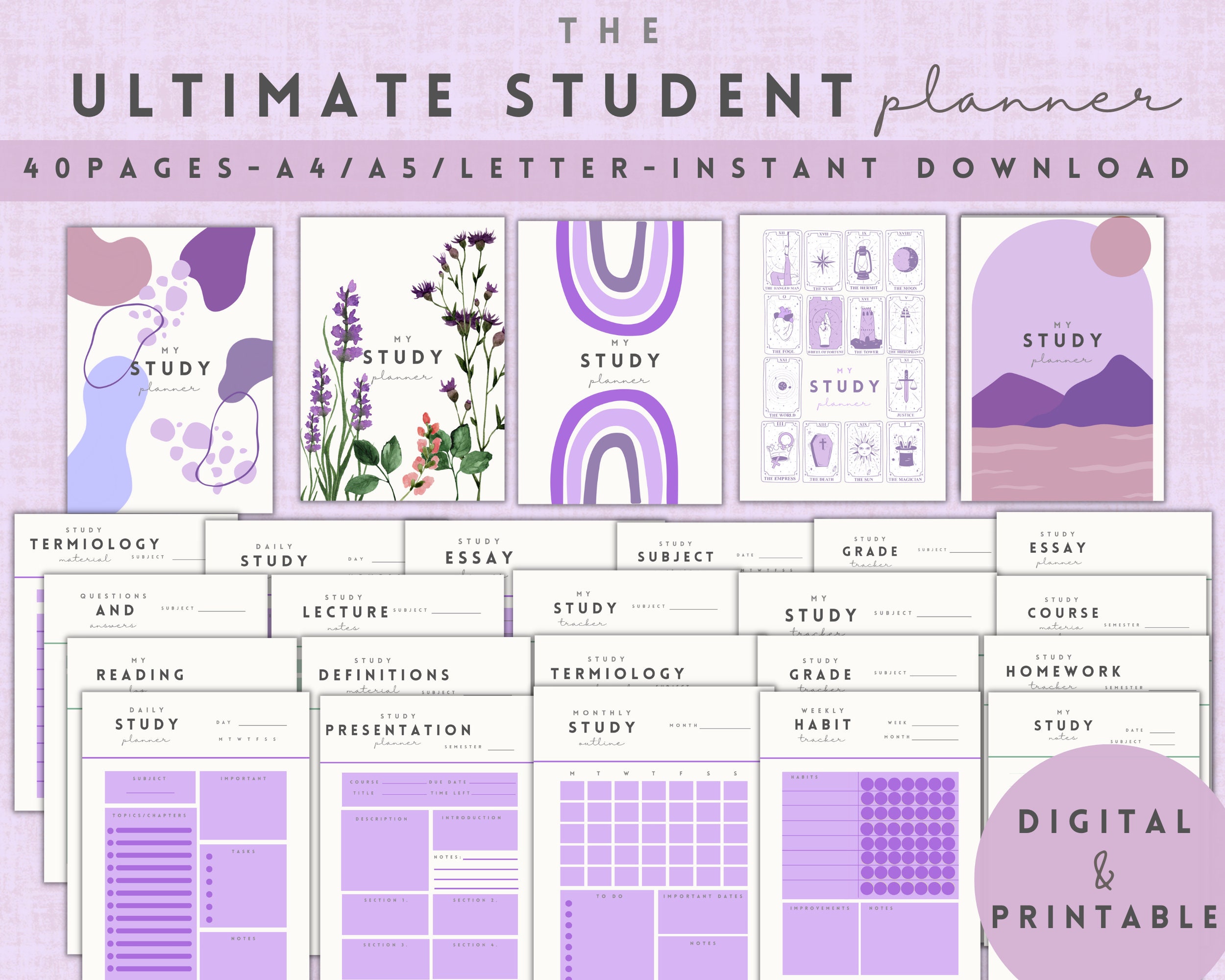 Ultimate Study Planner | 40+ Pages | College Planner | University ...