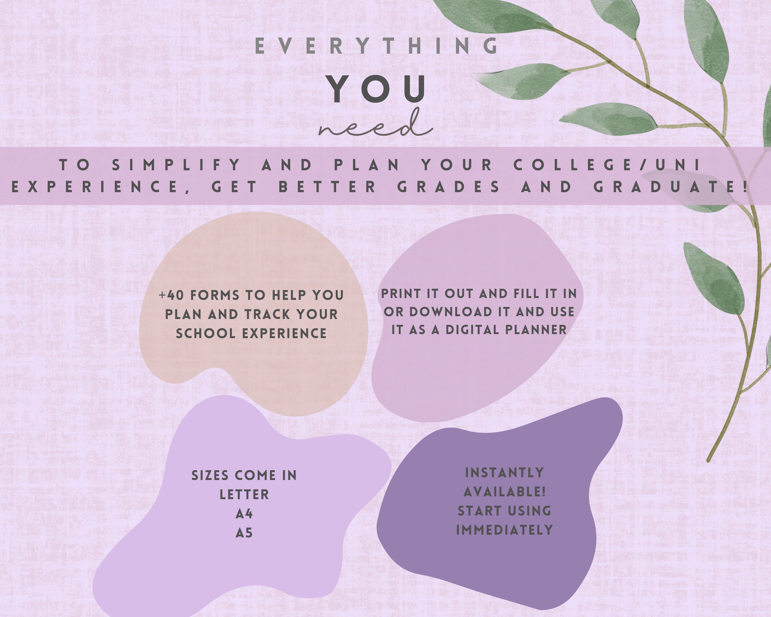 Ultimate Study Planner | 40+ Pages | College Planner | University ...