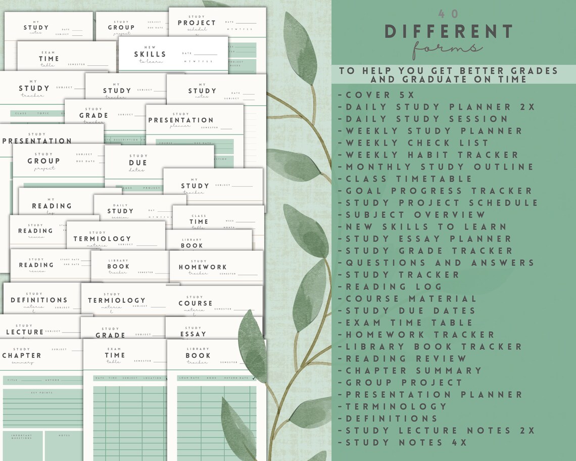 Ultimate Study Planner 40 Pages College Planner - Etsy