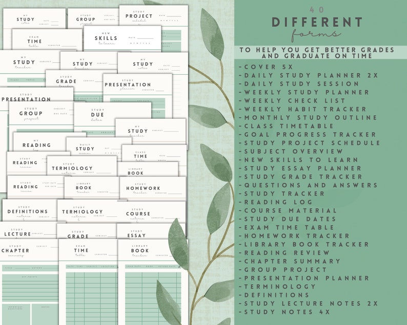 Ultimate Study Planner | 40+ Pages | College Planner | University ...