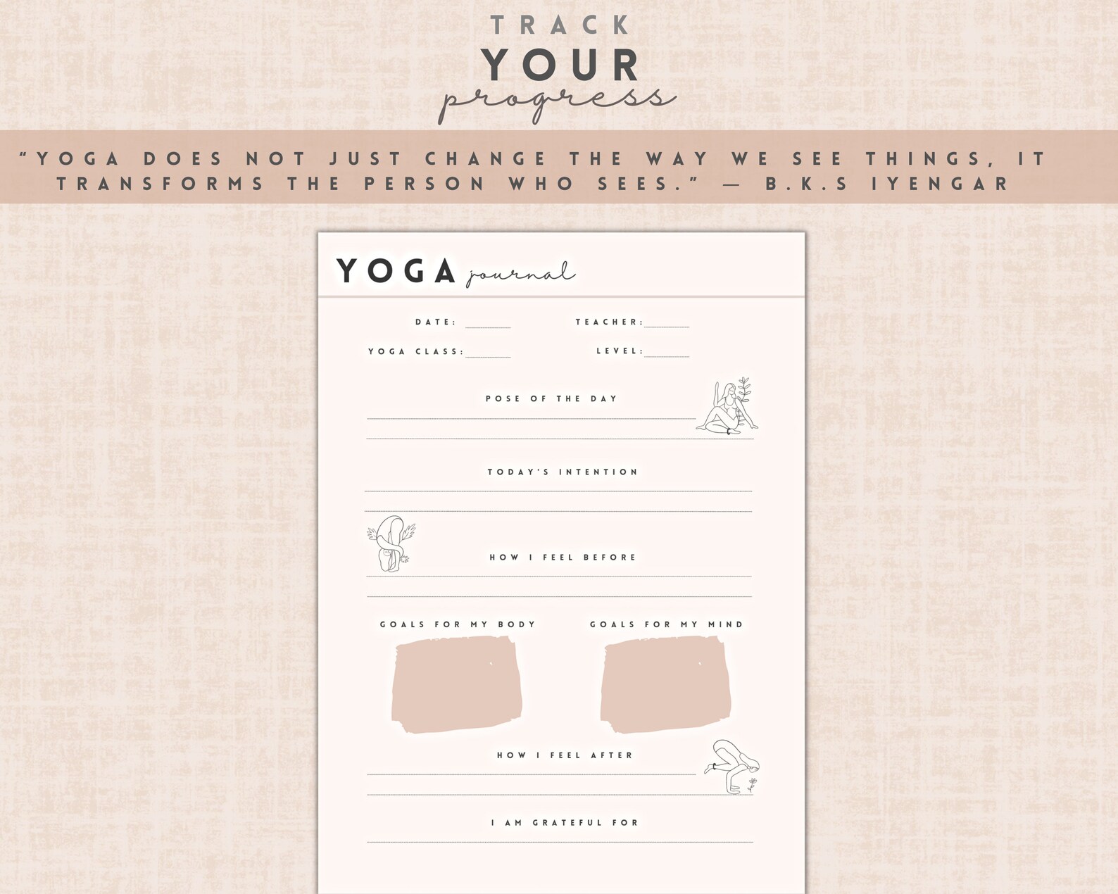 Daily Yoga Journal | Yoga Planner | Printable Journal | Wellness ...