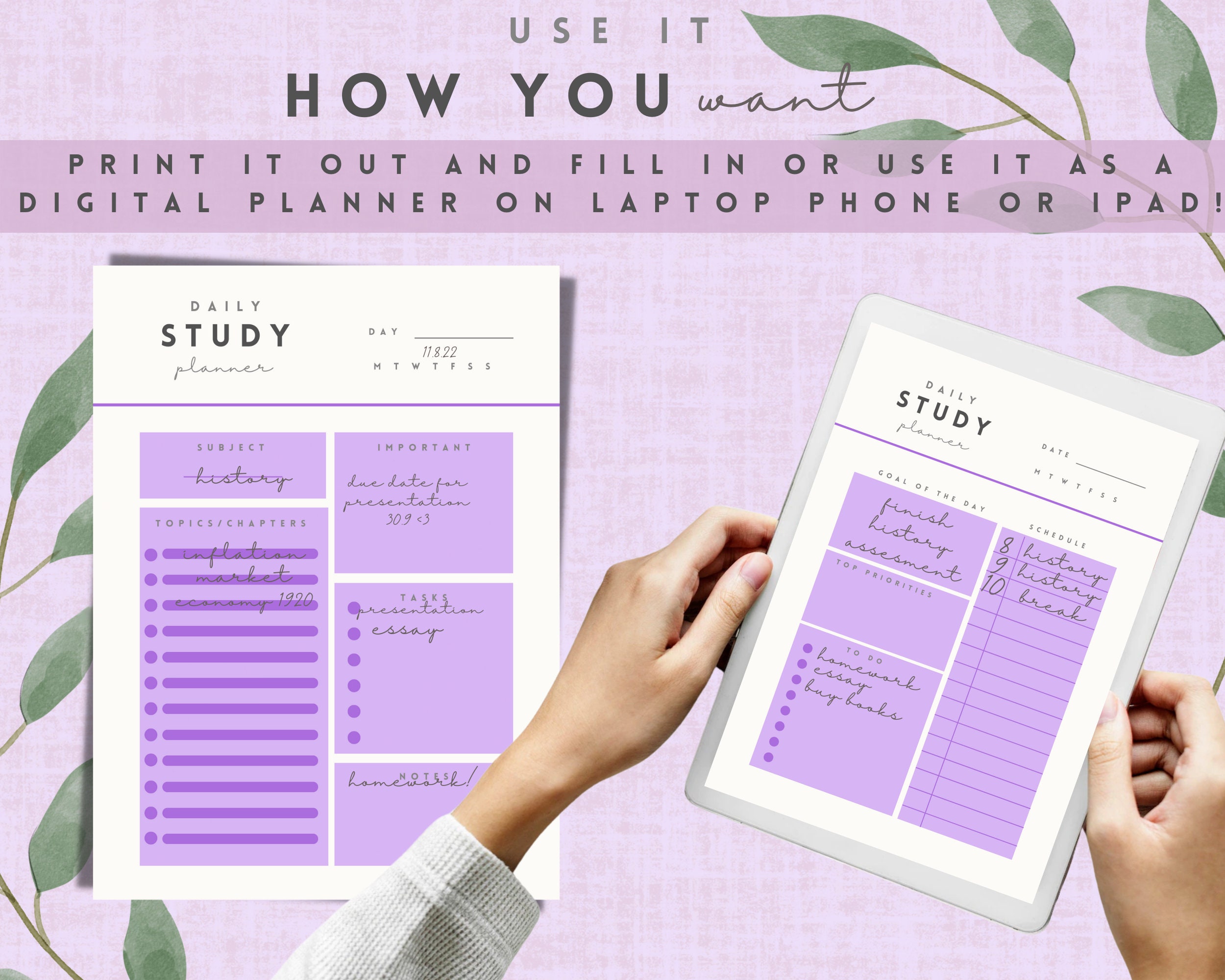 Ultimate Study Planner | 40+ Pages | College Planner | University ...