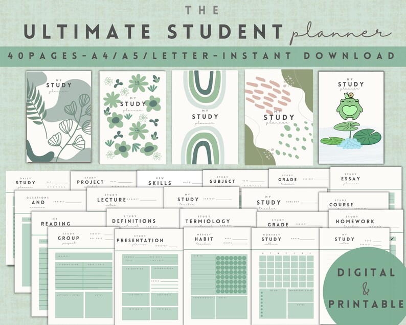 Ultimate Study Planner | 40+ Pages | College Planner | University ...
